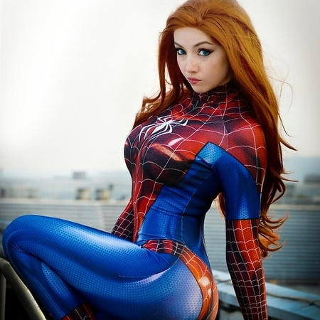 Spider Man Costume Sexy Mj Spiderman Cosplay Costume Female Zentai Jumpsuit Superhero Bodysuit ...