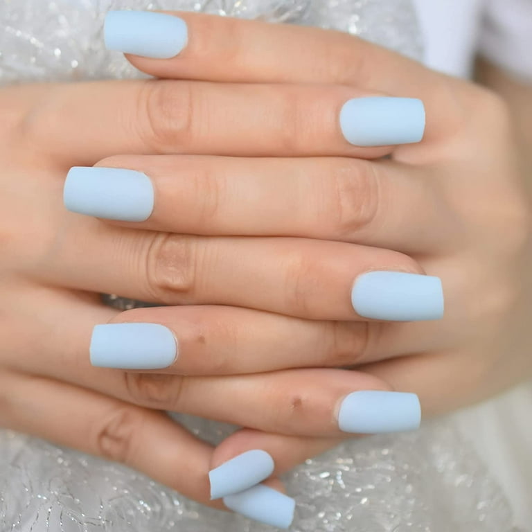 Light Blue Matte Nails