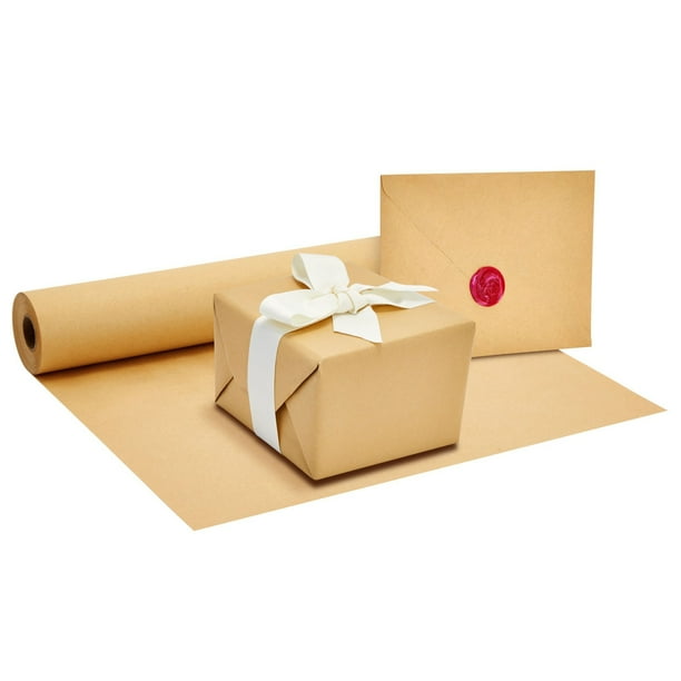 Kraft Paper Roll 17.5" x 100 Feet (1200 In), Plain Brown Shipping Paper ...