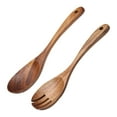 Solid Wood Serving Set - 26cm Rice Spoon & Fork Pair for Cooking, Pasta ...