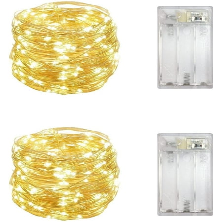2 Pack Battery Operated Mini Led Lights,Indoor Fairy Lights with Timer ...