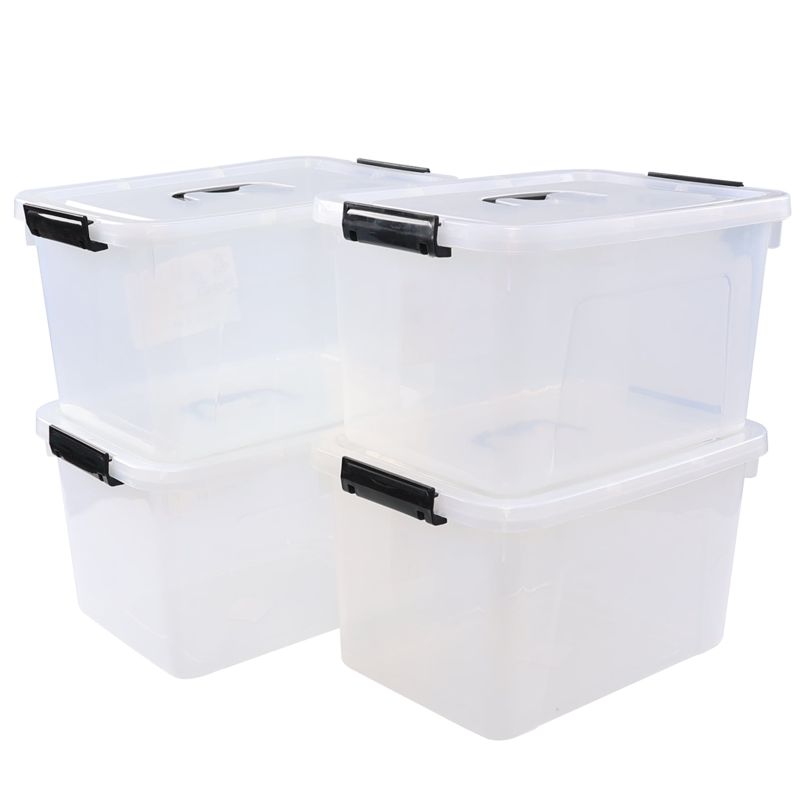 Vababa 10 L Clear Plastic Latch Storage Box with Handle, Storage Bin ...