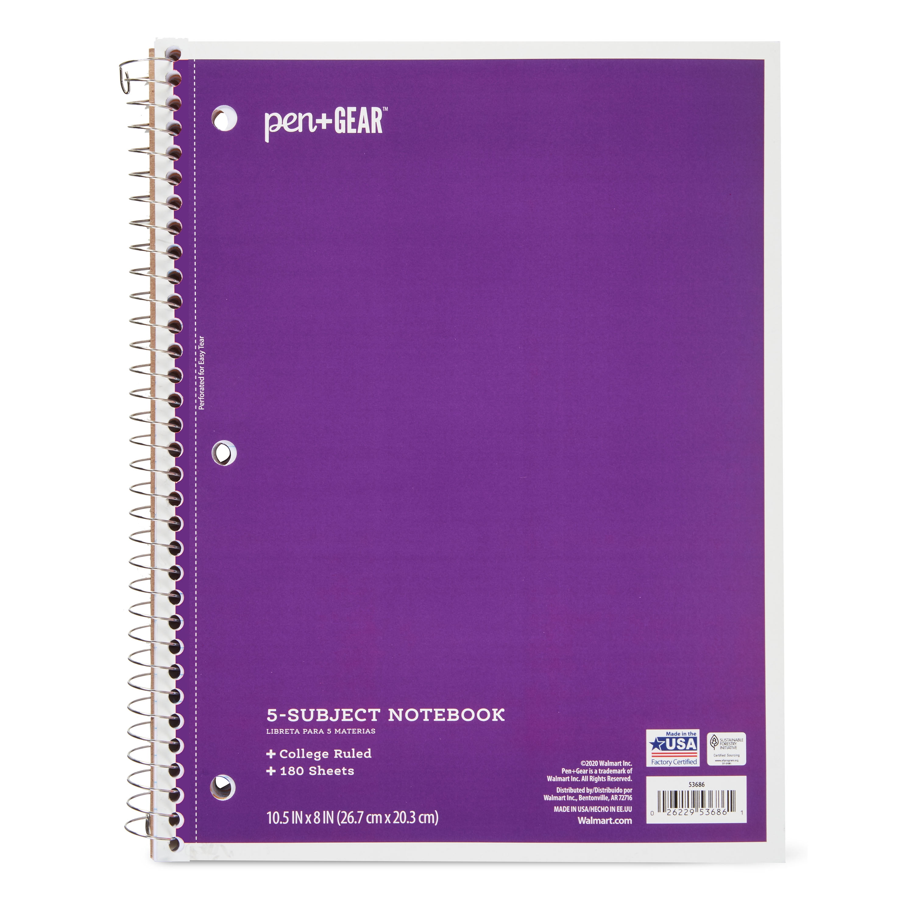Pen Gear 5 Subject Spiral Notebook College Ruled 180 Pages Purple pen-gear-5-subject-spiral-notebook-college-ruled-180-pages-purple
