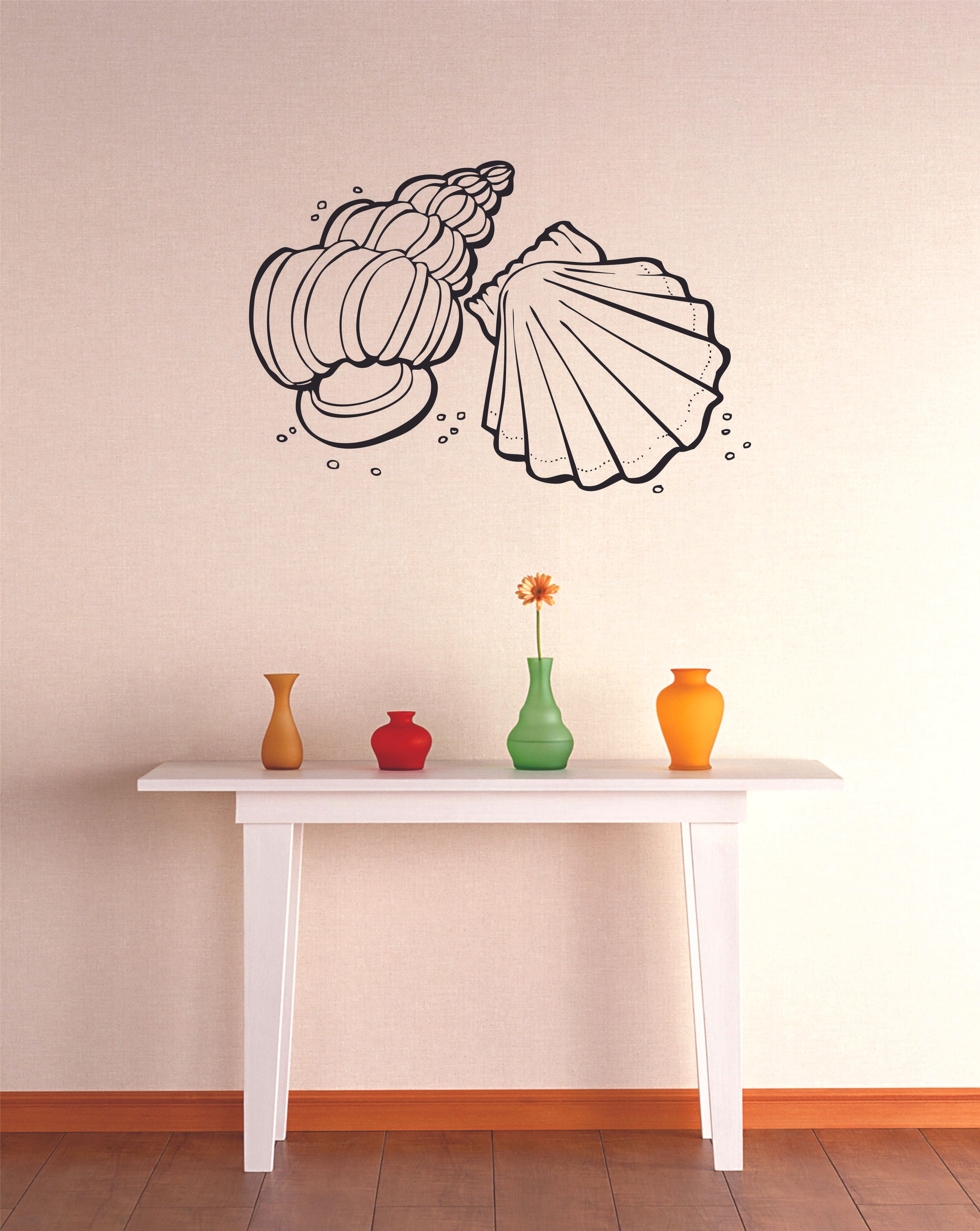 Vinyl Wall Decal Sticker : Sea Shells Ocean Image Bedroom Bathroom ...
