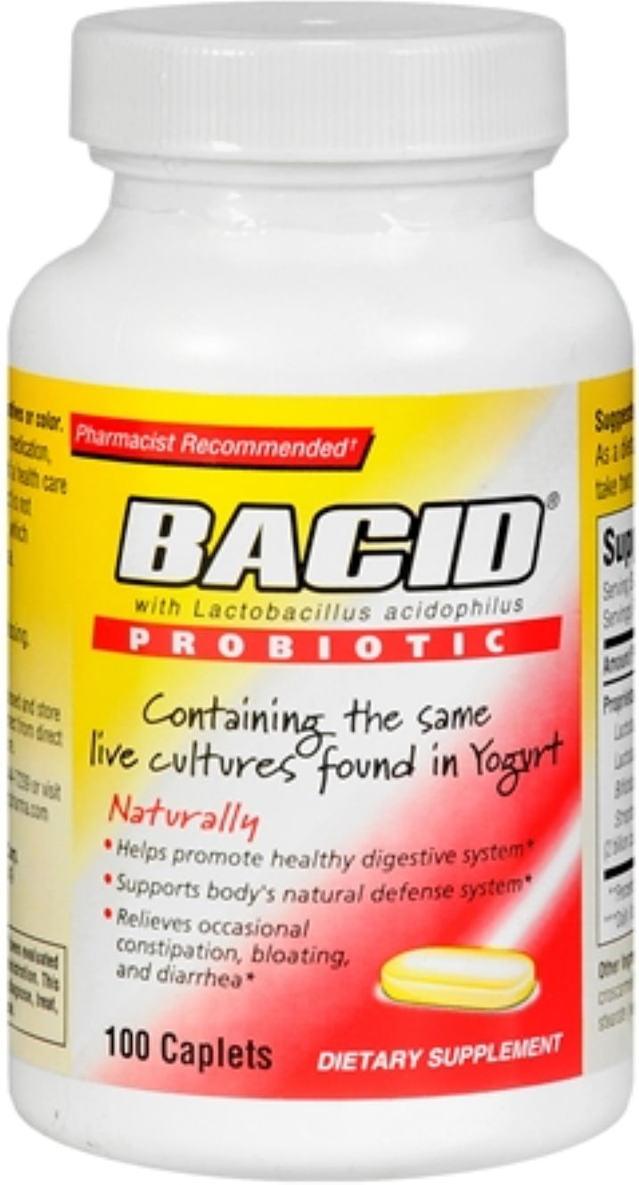 Bacid Probiotic Caplets 100 Caplets (Pack of 2) - Walmart.com