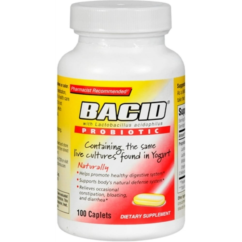 Bacid Probiotic Caplets 100 Caplets (Pack of 2) - Walmart.com - Walmart.com