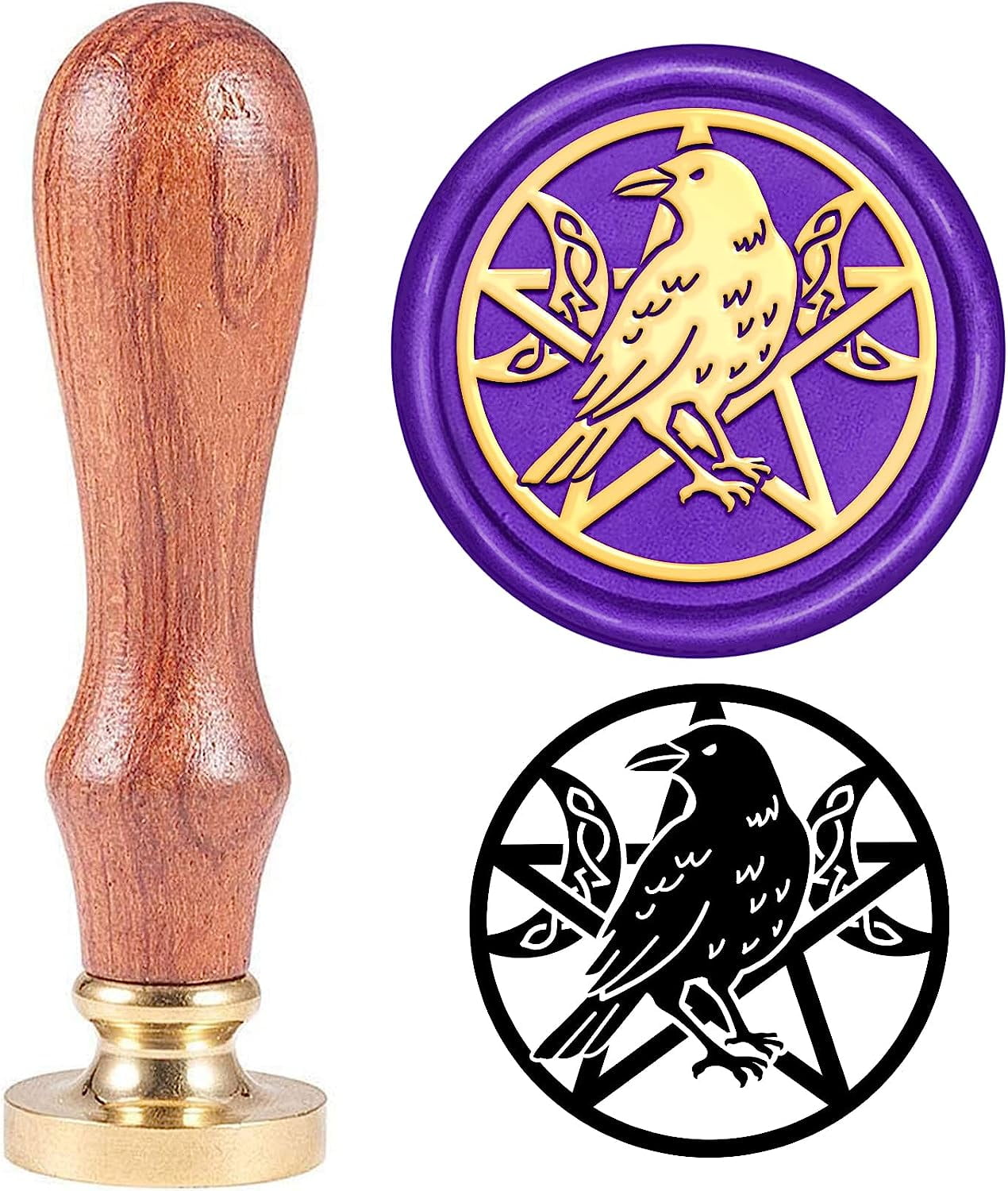 1Set Pentagram Crow Wax Seal Stamp 1.18in Vintage Sealing Wax Stamp ...