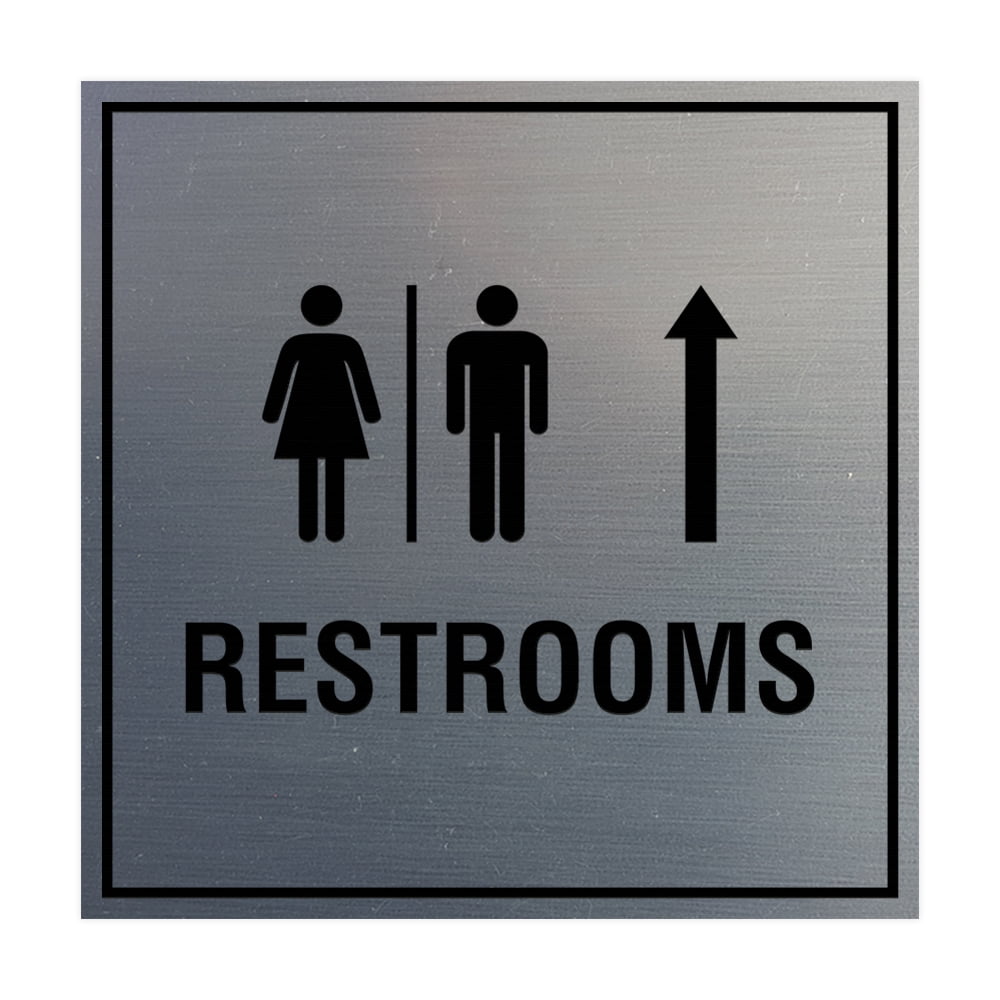 Square Restrooms Up Arrow Sign (Brushed Silver) - Large - Walmart.com