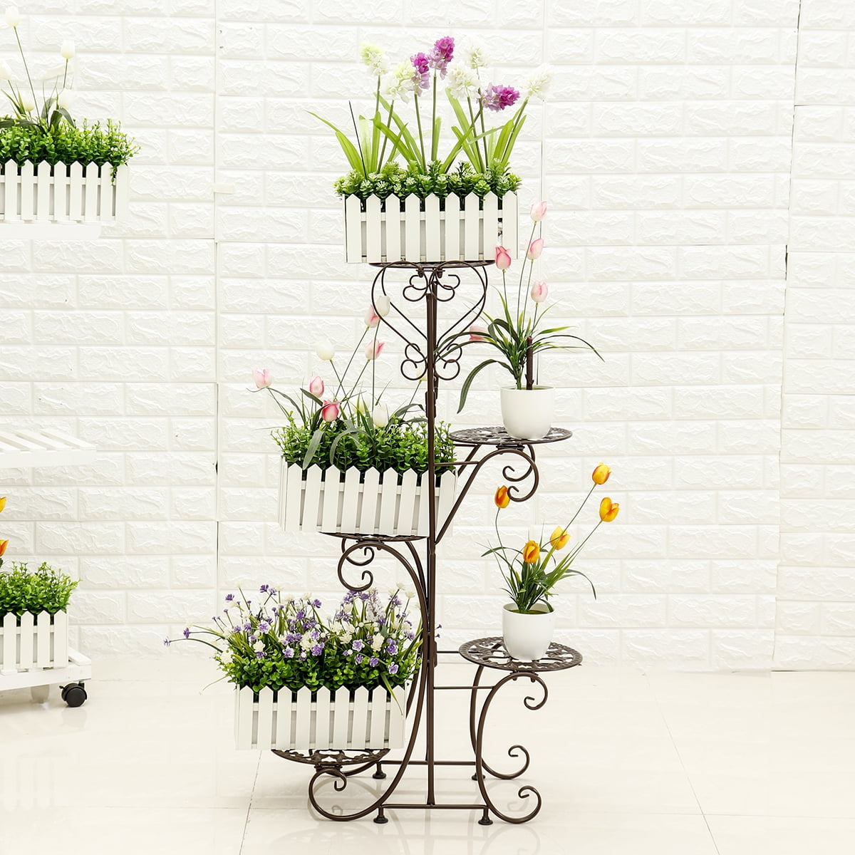 5 Tier Metal Plant Stand Multiple Flower Pot Rack Holder, Planter Rack ...