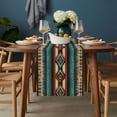 Boho Ethic Cotton Linen Table Runner Western Aztec Tribal Teal Brown ...
