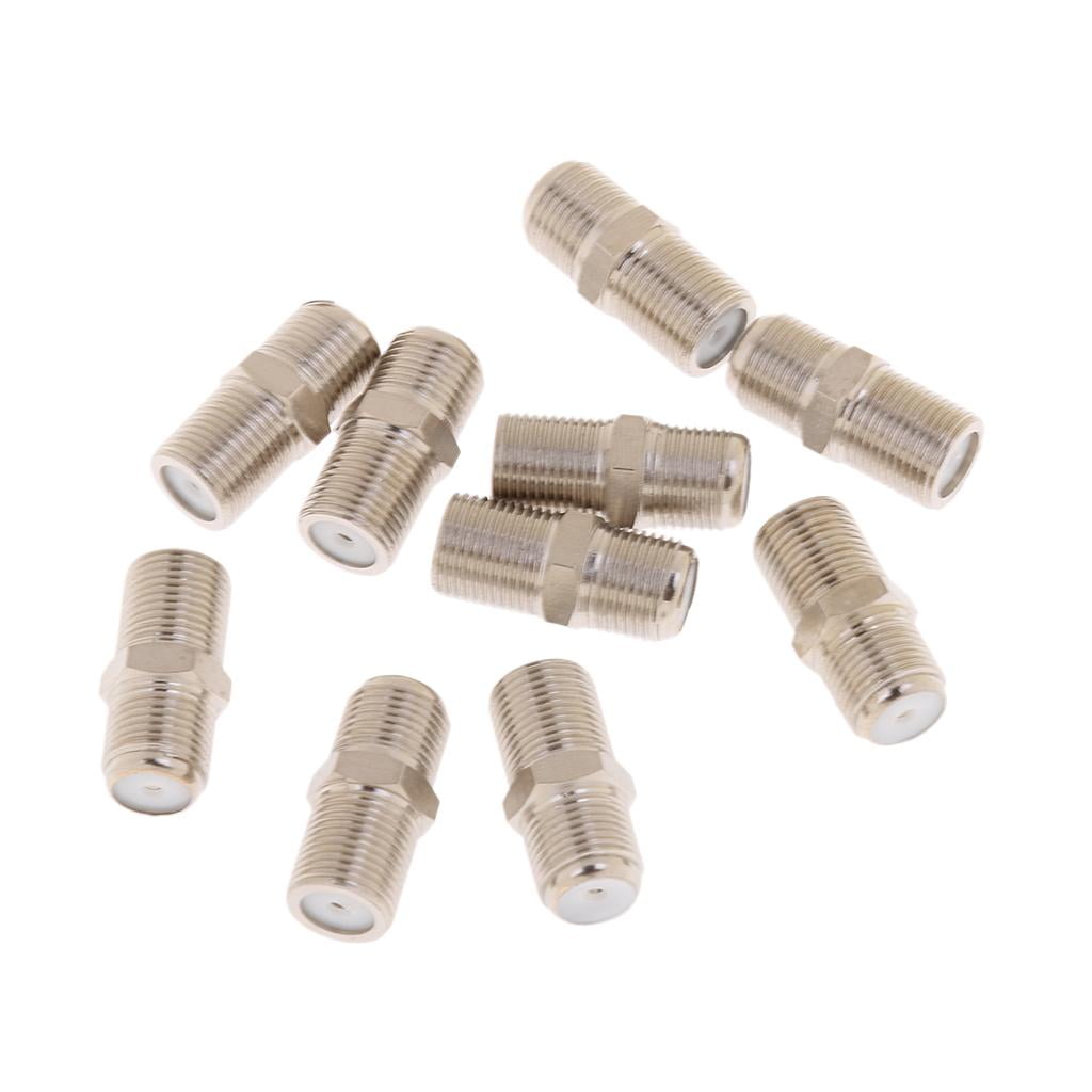 10X Coupler F Type Copper Female to Female Coaxial Connector Coax ...