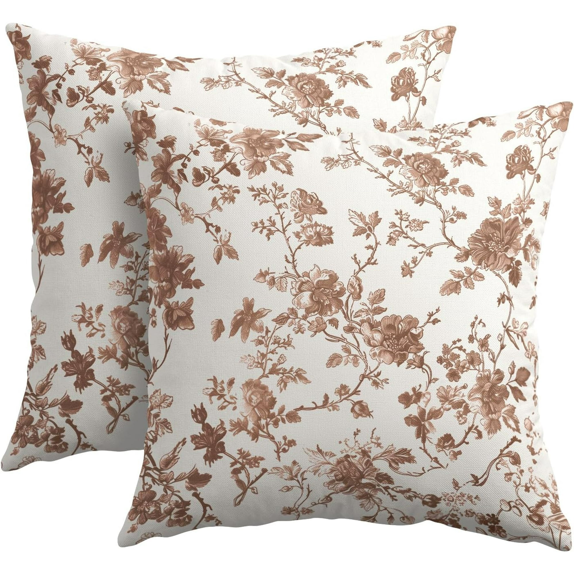 Click here for Mvhsuoem Brown Floral Pillow Covers 16x16 Inch Set... prices