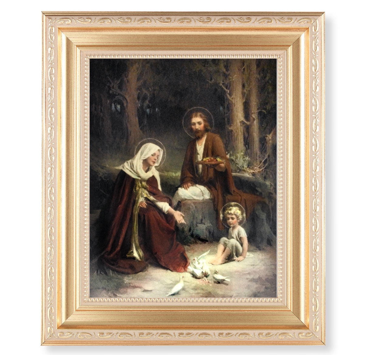 Holy Family Picture Framed Wall Art Decor Large, Satin Gold Fluted ...
