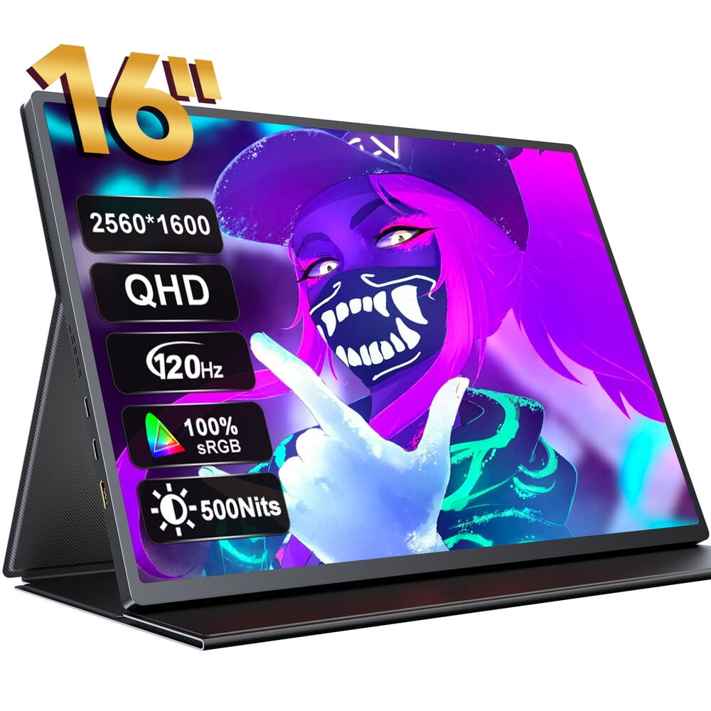 16" 2K 120Hz Portable Monitor for Console Gaming, Mini HDMI, External ...