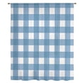 Blue White Plaid Sheer Curtains 96 Inch Length, Light Filtering Voile ...