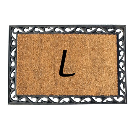 A1HC First Impression Beige/Black Rubber Tray Mat with Monogrammed Coir ...