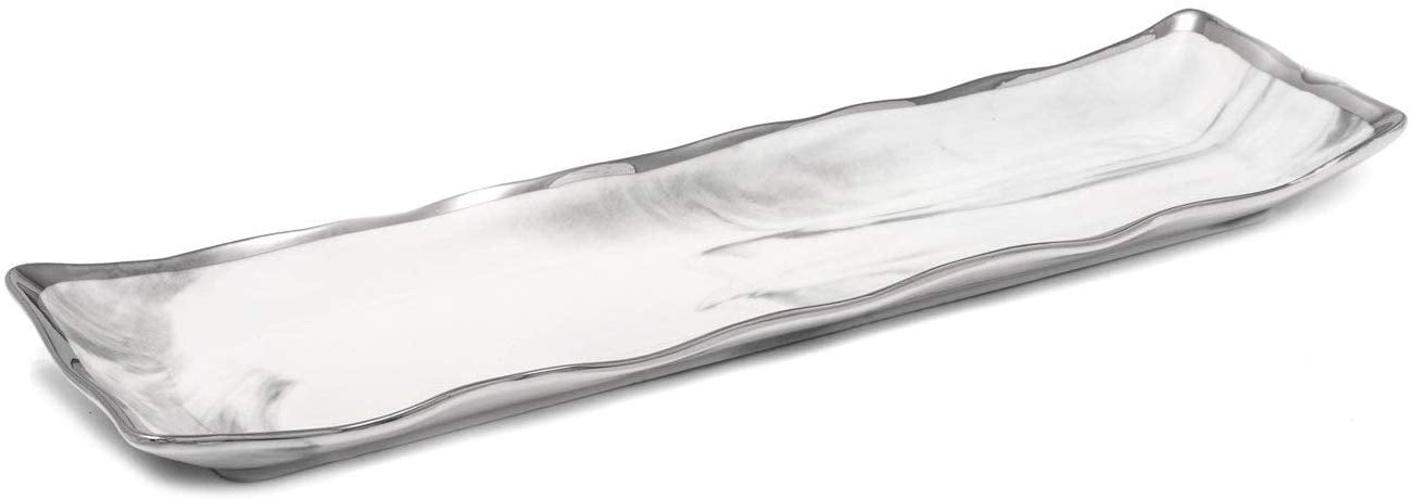 Yedi YCC781, 14" Porcelain Narrow Long Dish w/ Platinum Trim, Ceramic ...