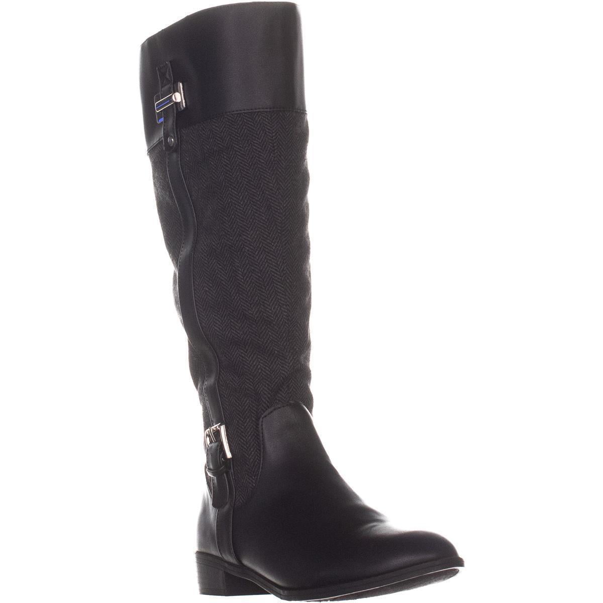 Womens KS35 Deliee Flat Knee-High Boots, Black Herringbone - Walmart.com
