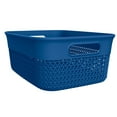 Mainstays Woven Plastic Storage Basket - Blue 10-Quart Wicker Design ...