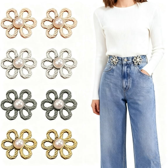 8 Pcs Adjustable Waist Tightener Buttons | No-Sew Jean & Skirt Clips ...
