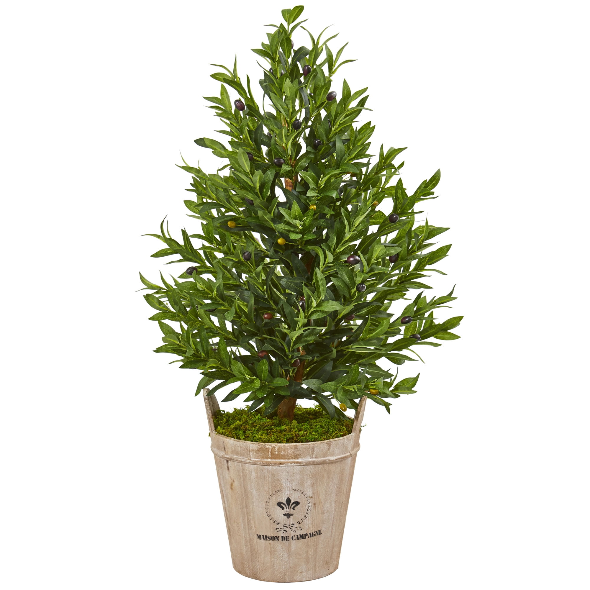 Nearly Natural 38-In. Olive Cone Topiary Artificial Tree in Farmhouse ...