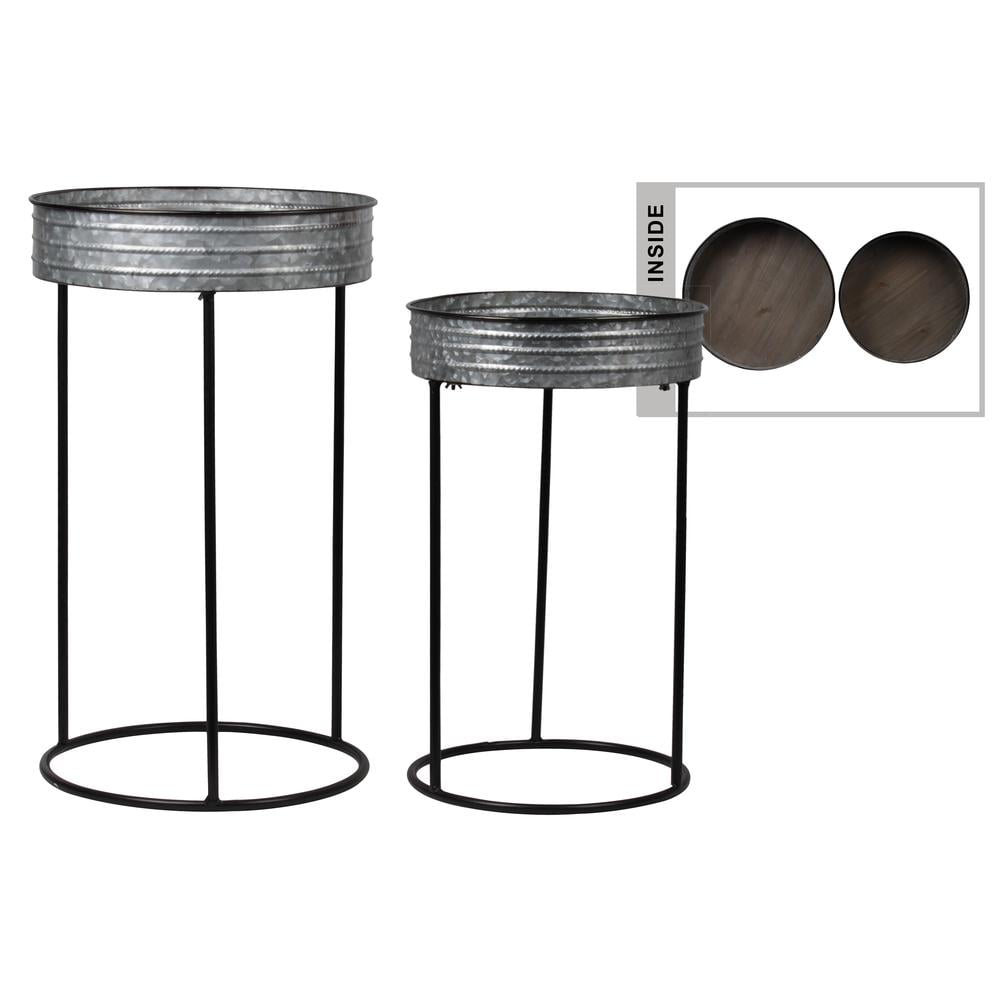 Urban Metal Round Butler Tray Table with Painted Black Edges Set of Two ...