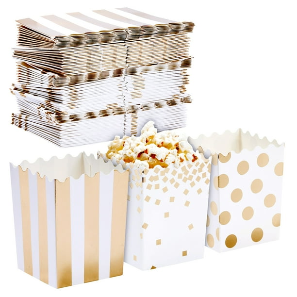 60 Pack Mini Popcorn Boxes for Party, Gold Popcorn Containers for Movie ...