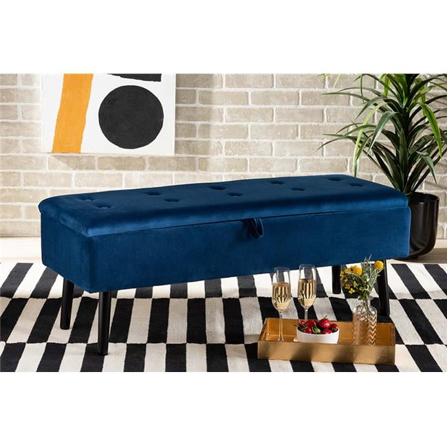 FZD020108-Navy Blue Velvet-Bench Caine Modern Contemporary Navy Blue ...