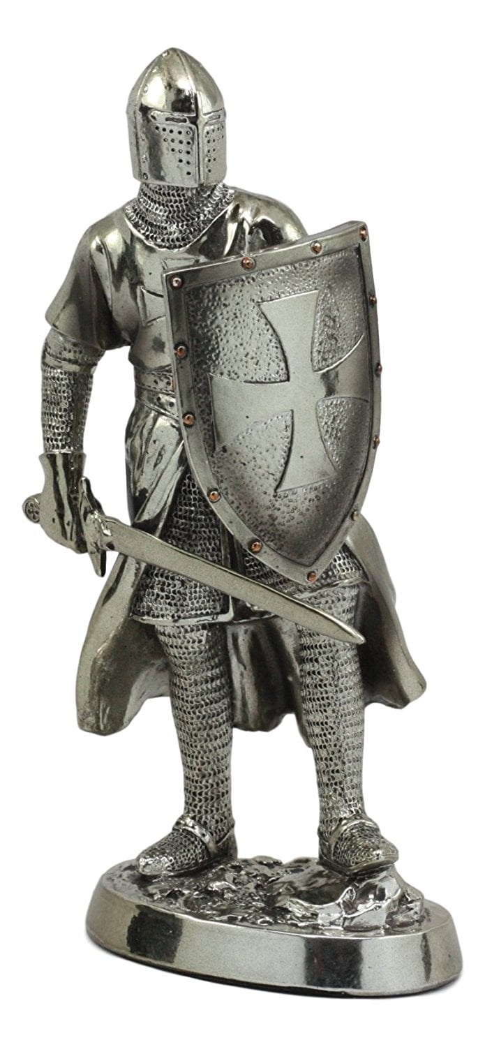 Ebros Medieval Crusader Swordsman Knight Statue 7.5"Tall Suit of Armor ...