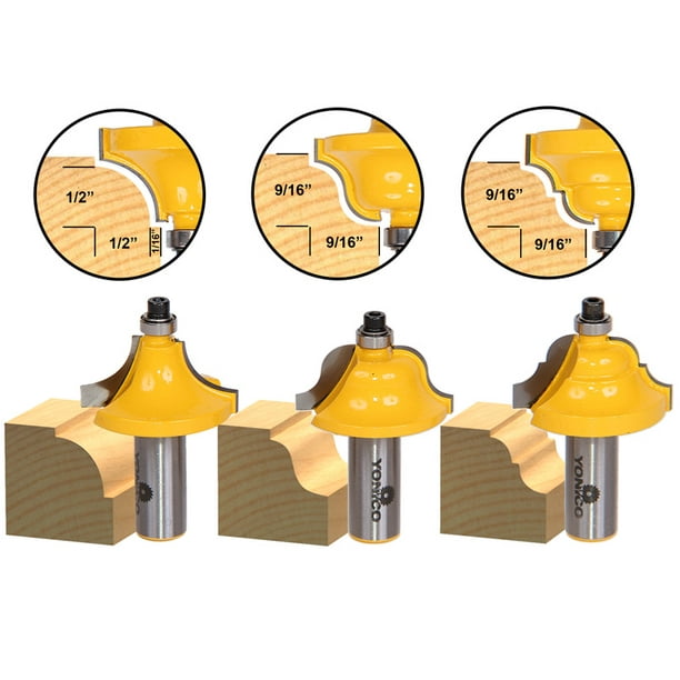 3 Bit Edge Molding Router Bit Set Large Designer 12 Stock Yonico 13322
