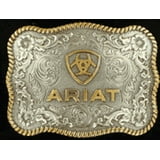 Ariat Rectangle Filigree Swirl Gold/Silver Tone Logo Belt Buckle A37007 ...