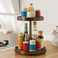 2 Tier Round Rotating Wooden Tray, Smooth Revolving Solid Wood Display ...