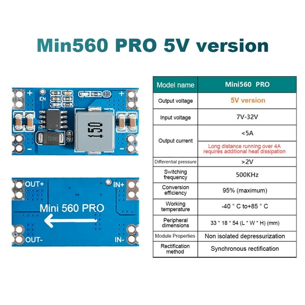 Mini560 Pro Módulo reductor regulador de voltaje CC-CC de salida de ...