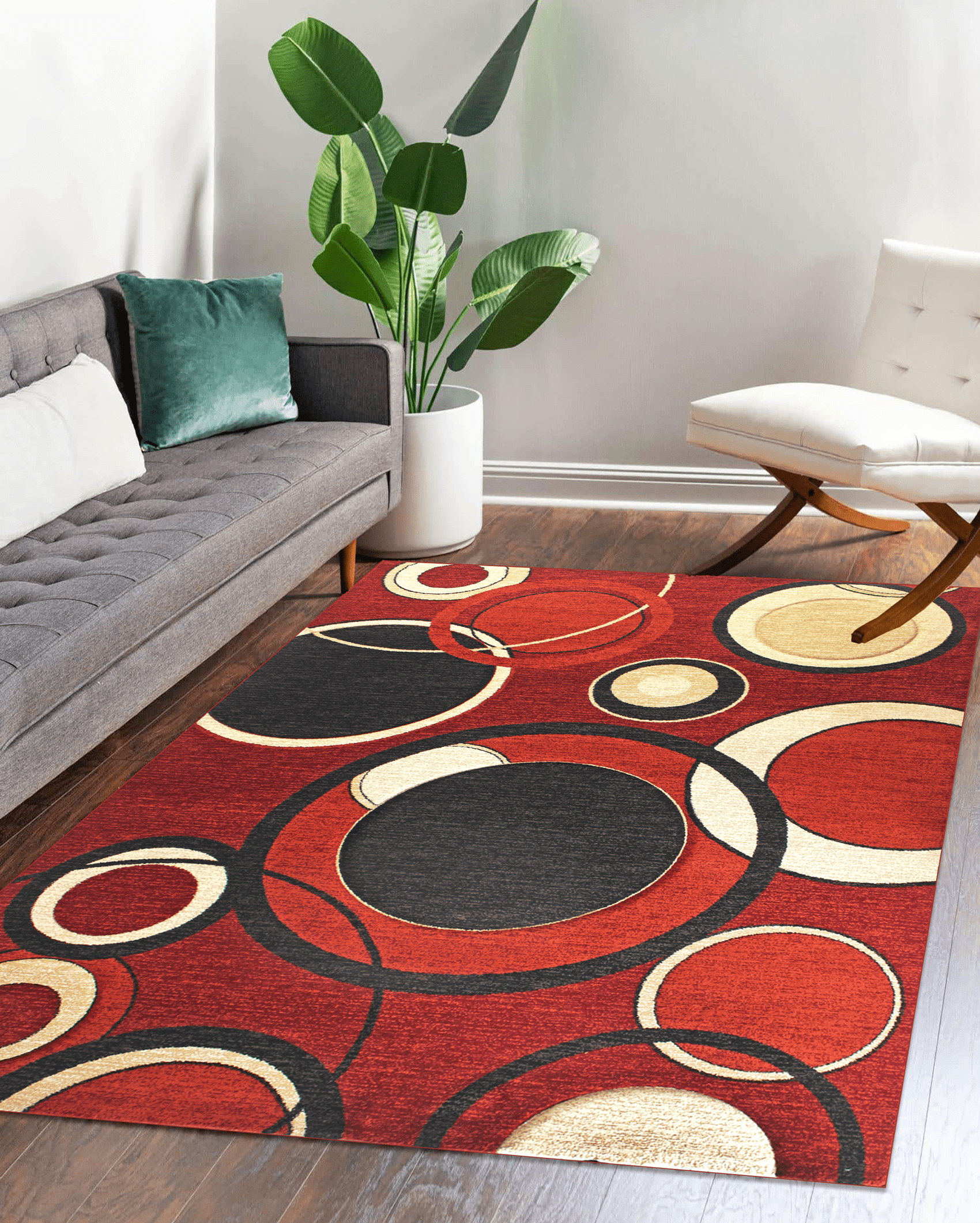 Chester Abstract Red & Black Area Rug 5'3" x 7'3" (5' x 7') - Walmart.com