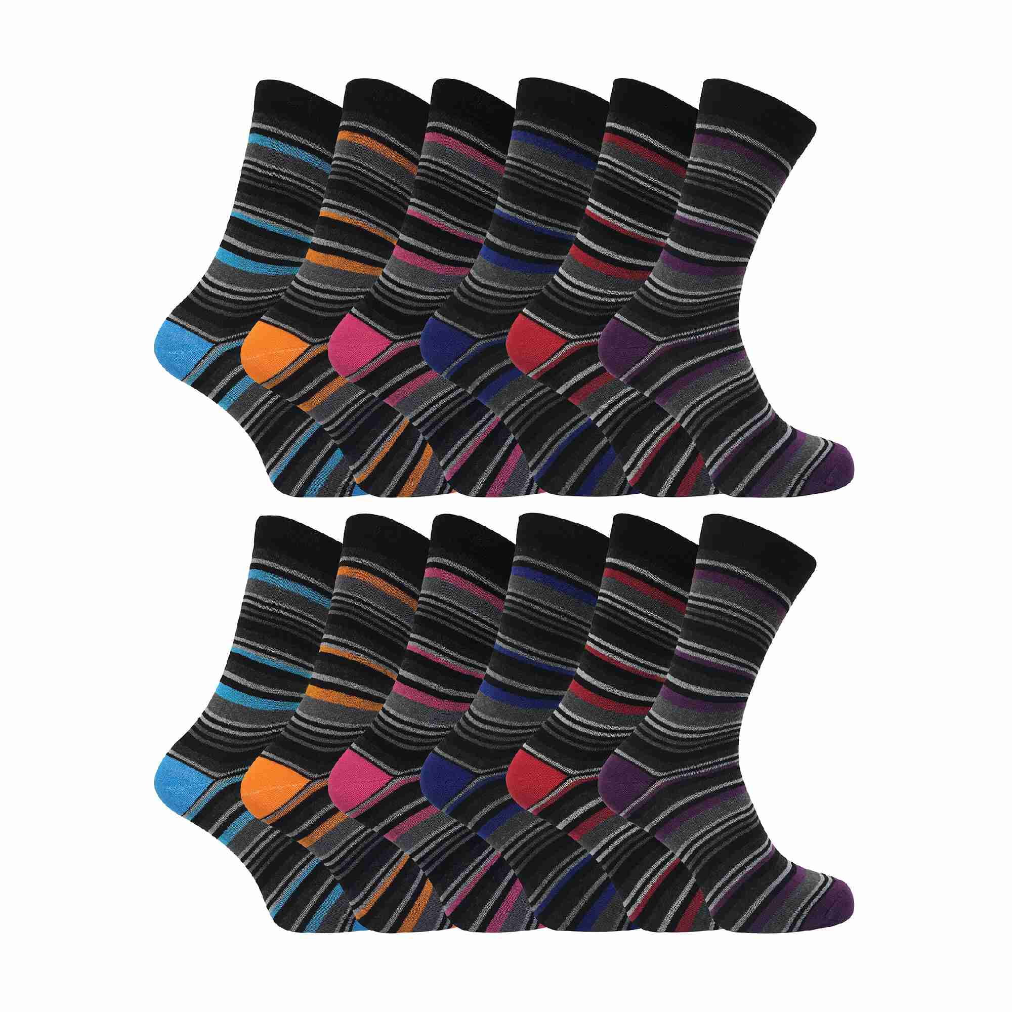 Click here for 12 Pairs Mens Cotton Striped Socks Sock Snob 12 Pa... prices