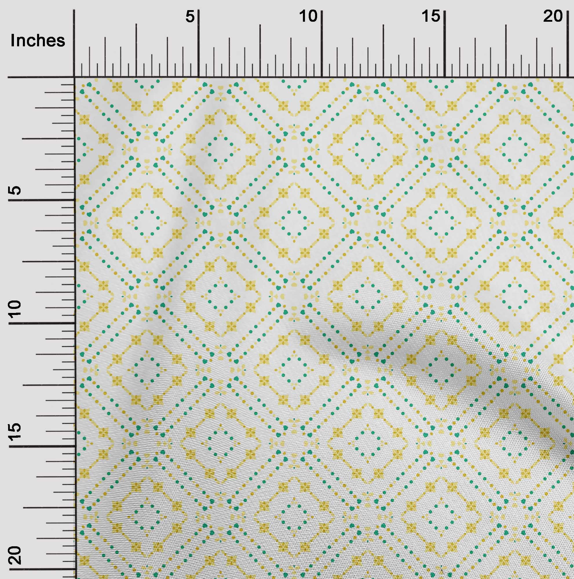 oneOone Cotton Silk Pale Yellow Fabric Dot|Heart & Diamond Shape ...