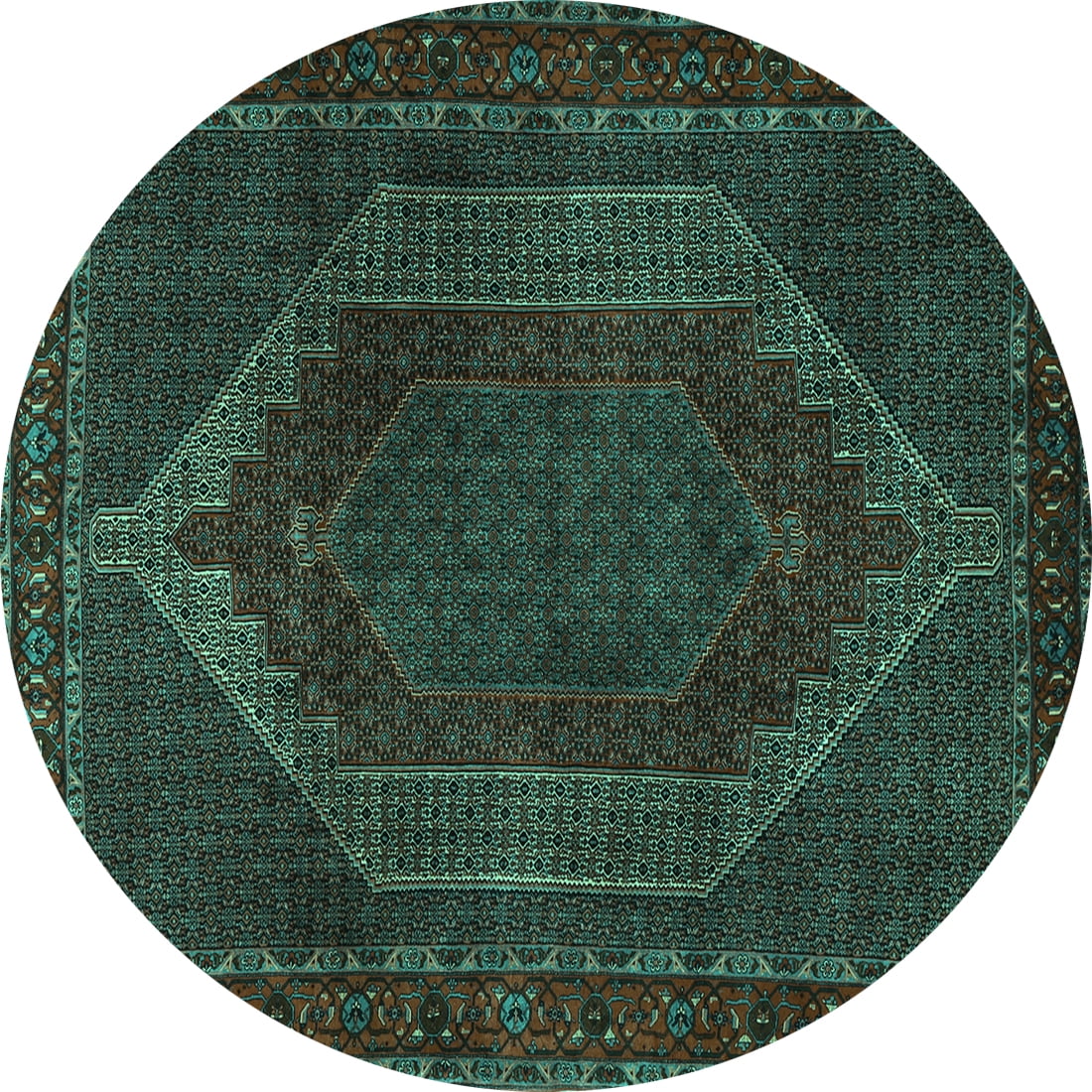 Ahgly Company Indoor Round Persian Turquoise Blue Traditional Area Rugs ...
