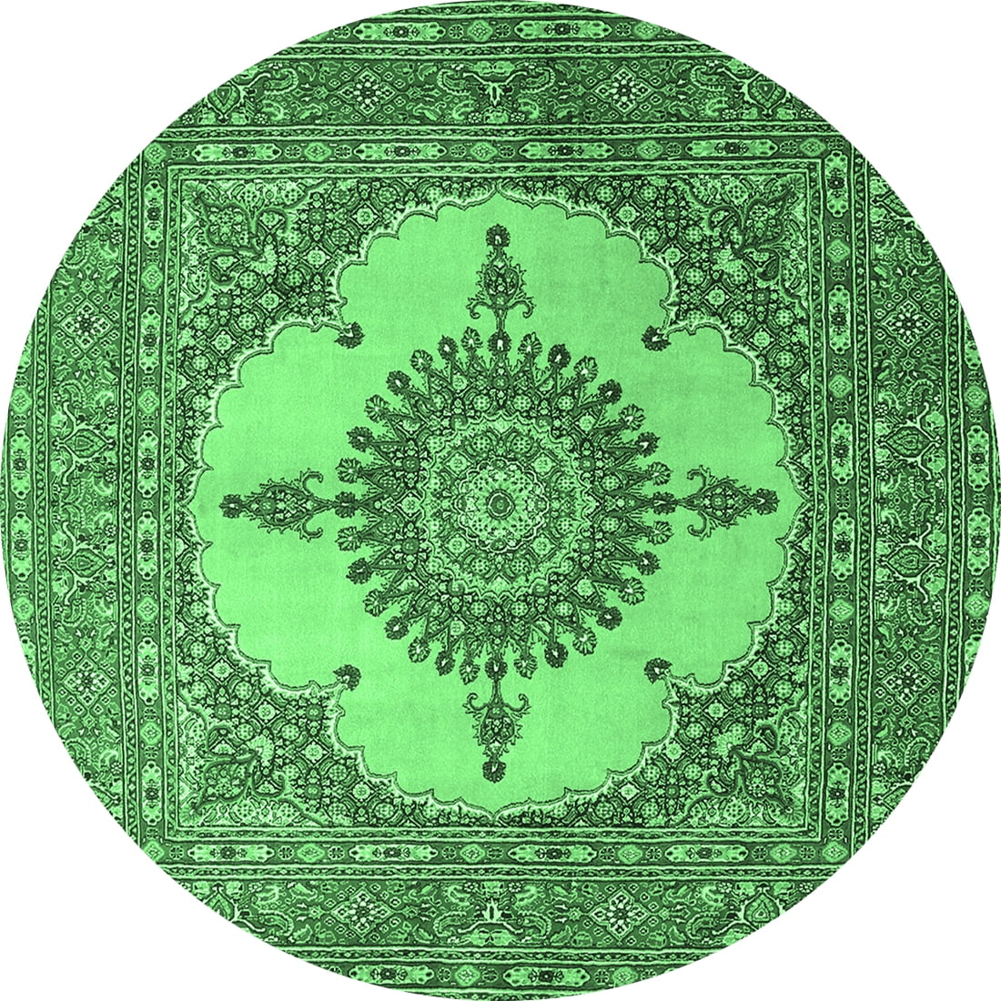 Ahgly Company Indoor Round Medallion Emerald Green Traditional Area ...