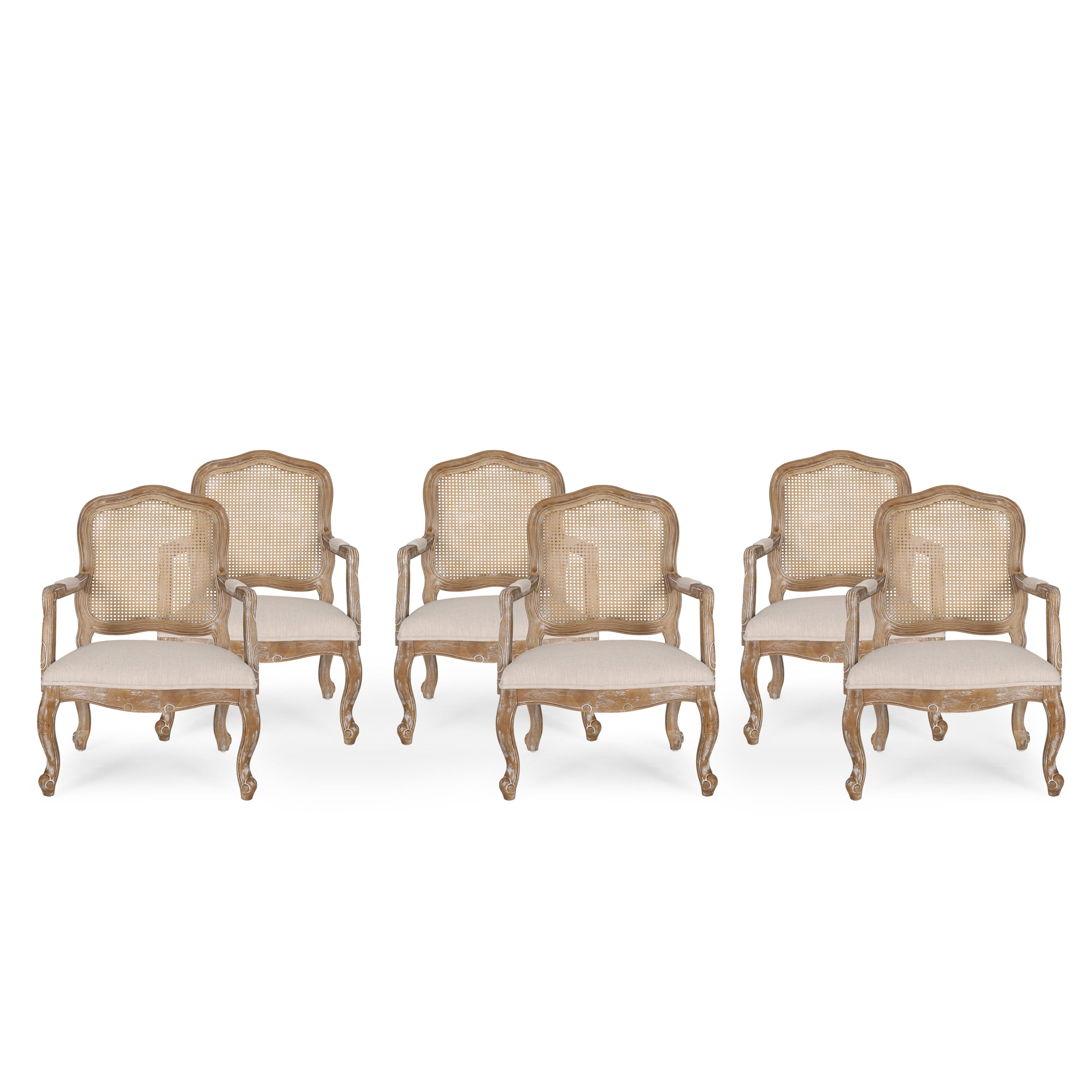 Noble House Corral French Fabric Dining Chair, Set of 6, Beige ...