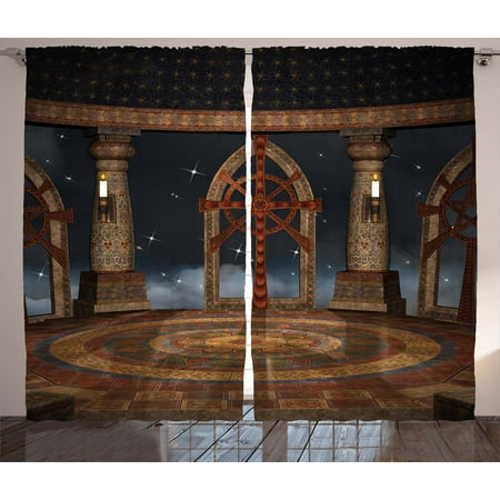 Medieval Decor Curtains 2 Panels Set, Gothic Temple in the Sky Large ...