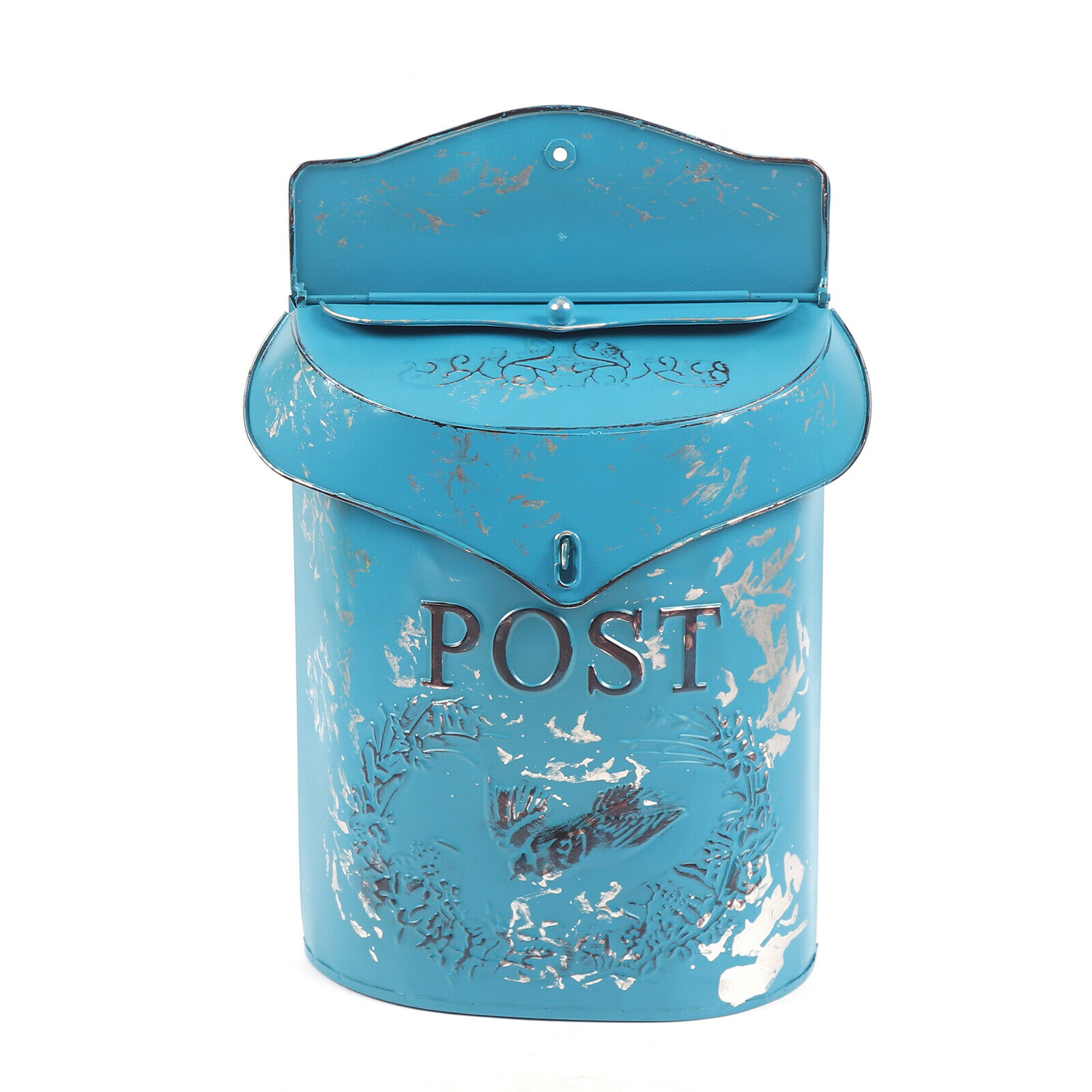 Fichiouy Vintage Iron Vintage Mailbox Shabby Post Box Wall Mount Large ...