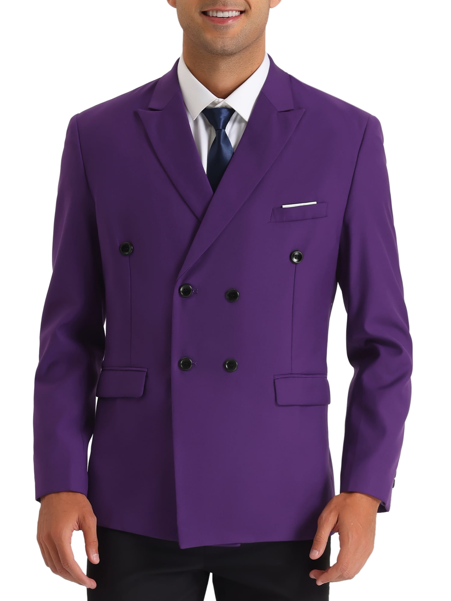 Lars Amadeus Double Breasted Blazer for Men's Slim Fit Peaked Lapel ...