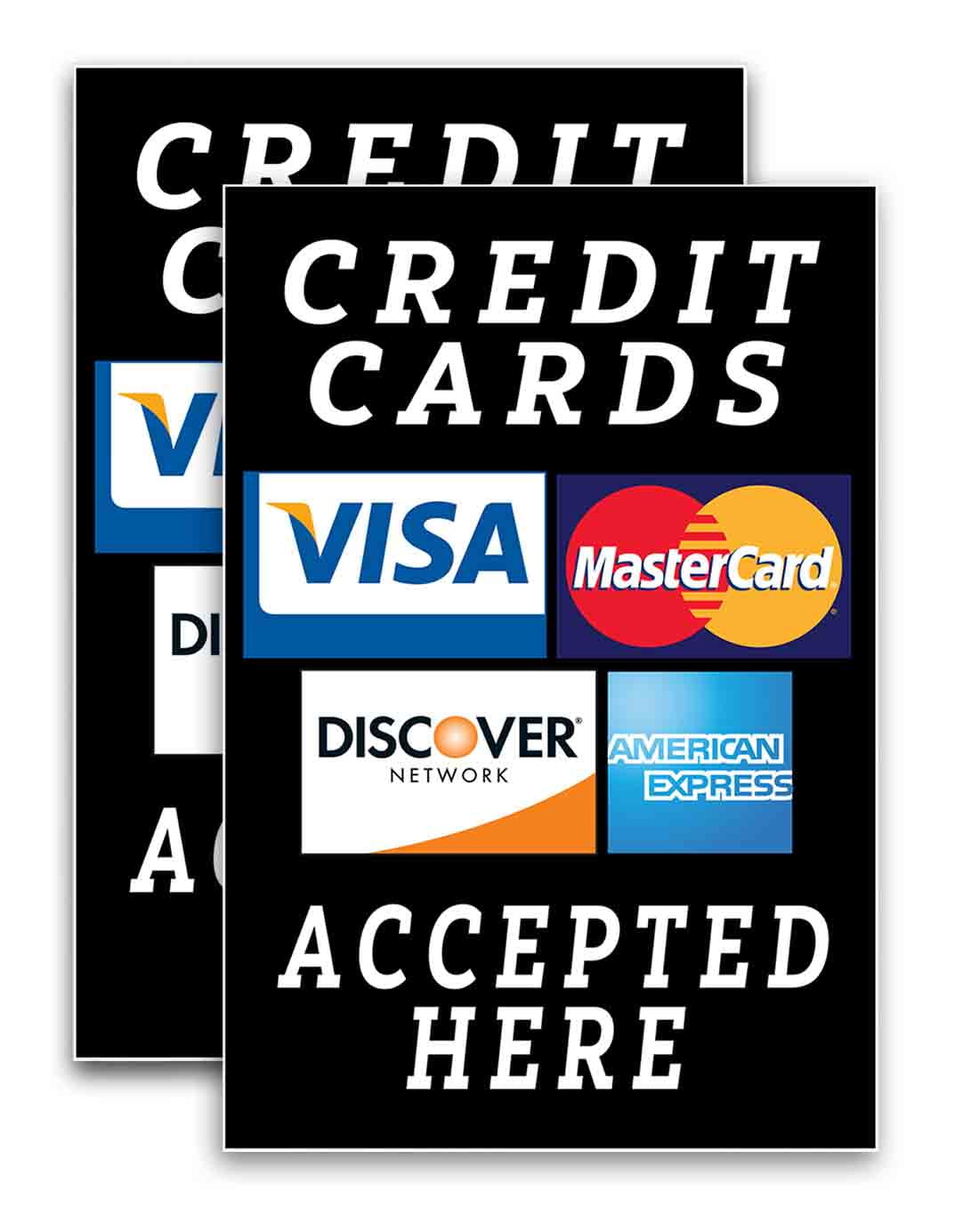 Credit Cards Accepted Here (24" X 36") Vinyl Decal Only (Pack of 2 ...