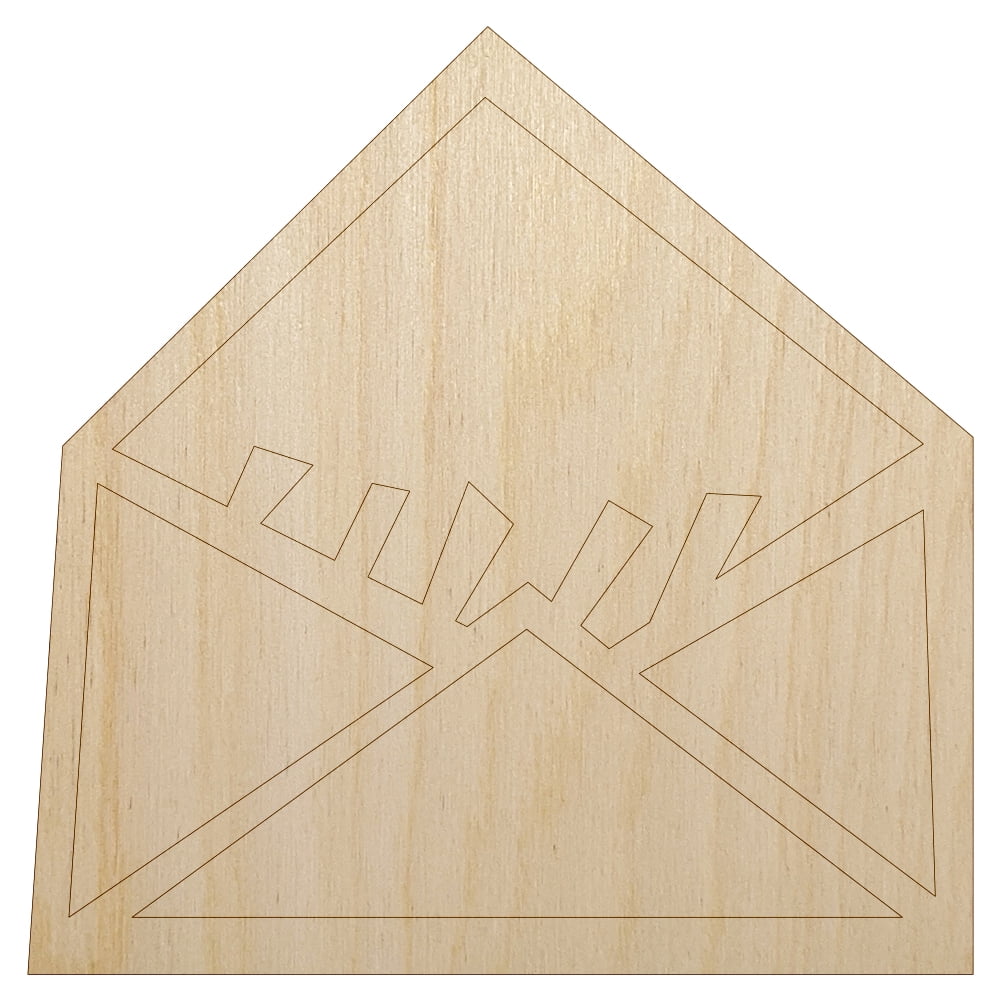 Envelope Letter Mail Doodle Wood Shape Unfinished Piece Cutout Craft ...