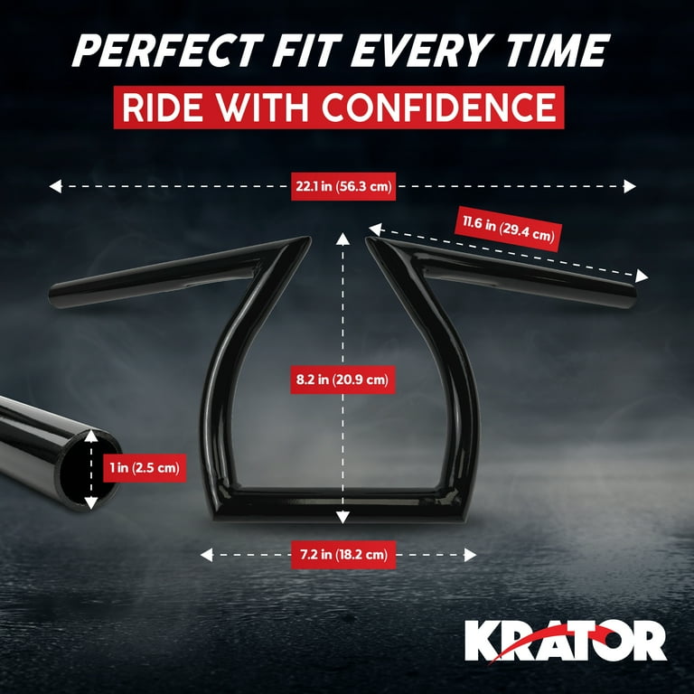 Krator Motorcycle Black Z-Bar Handlebar 1 Inch Compatible Krator Motorcycle Black Z-Bar Handlebar 1 Inch Compatible