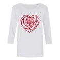 Amidoa 3/4 Sleeve Womans Tops Teacher Valentines White Comfortable ...