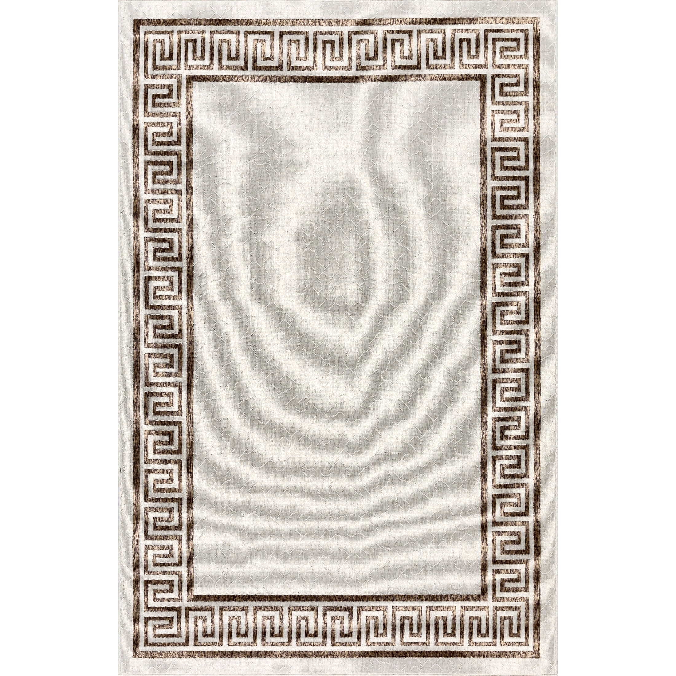 Capitola GAD Greek Key High Quality Indoor Outdoor Area Rug Beige Brown ...