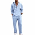 AGKIZG Solid Color Men Long Sleeve Button Up Drawstring Hooded Casual ...