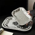 POYOGA French Floral Engraved Design Metal Serving Plate For Home And ...