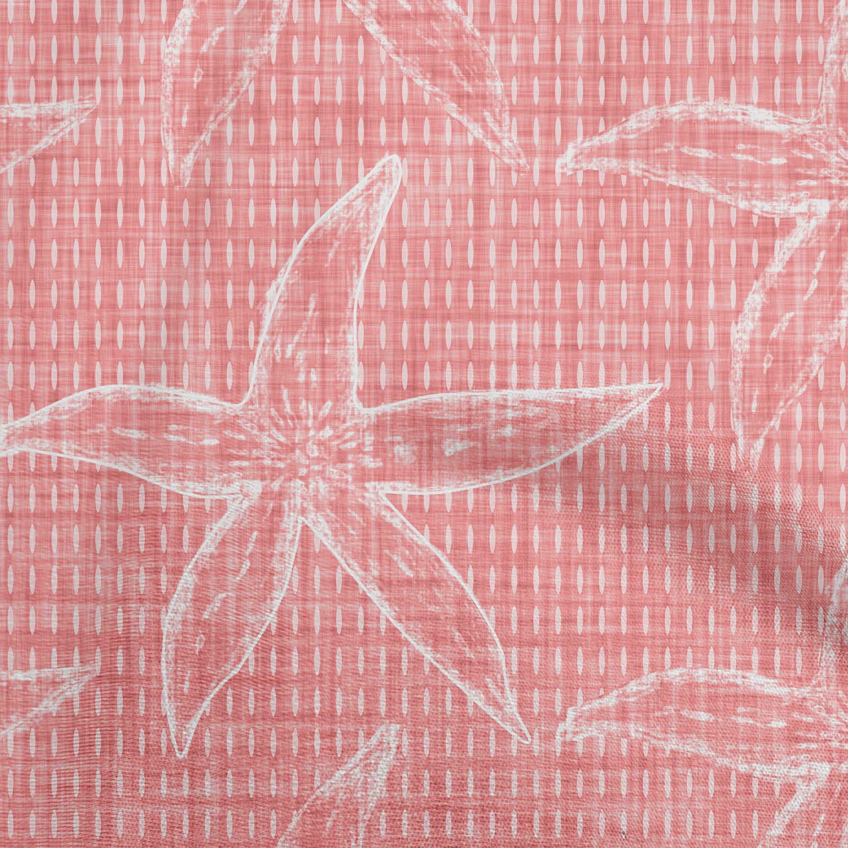 oneOone Cotton Poplin Pink Fabric Ocean Texture Starfish Diy Clothing ...
